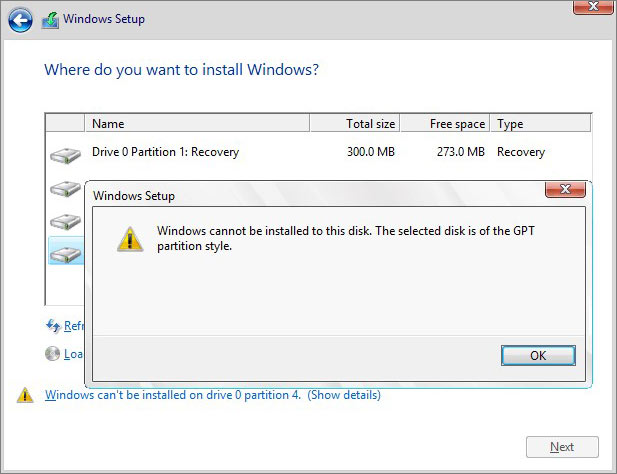 [EXPLAINED] – ‘Windows Cannot be installed to this Disk. The Selected Disk is not of the GPT ...